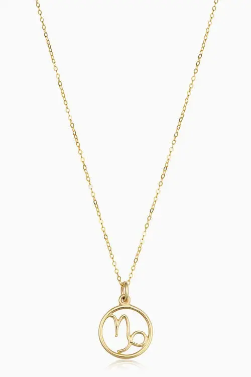 ORADINA 14k Gold Zodiac Pendant Necklace - Capricorn