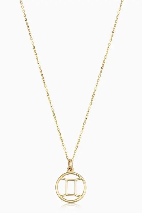 ORADINA 14k Gold Zodiac Pendant Necklace - Gemini