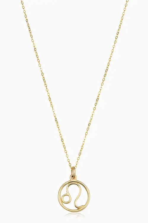 ORADINA 14k Gold Zodiac Pendant Necklace - Leo