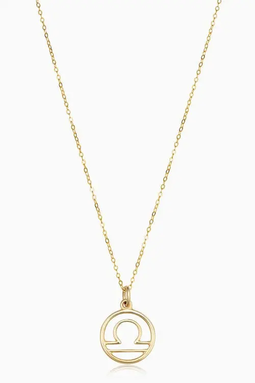 ORADINA 14k Gold Zodiac Pendant Necklace - Libra