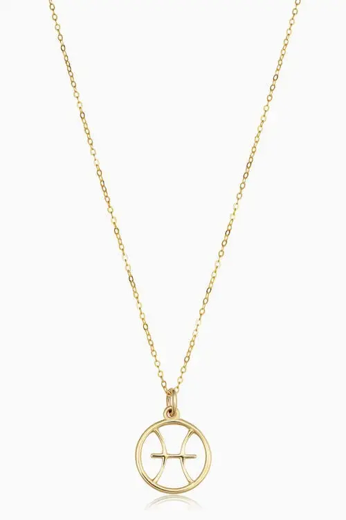 ORADINA 14k Gold Zodiac Pendant Necklace - Pisces