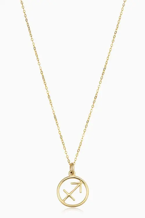 ORADINA 14k Gold Zodiac Pendant Necklace - Sagittarius