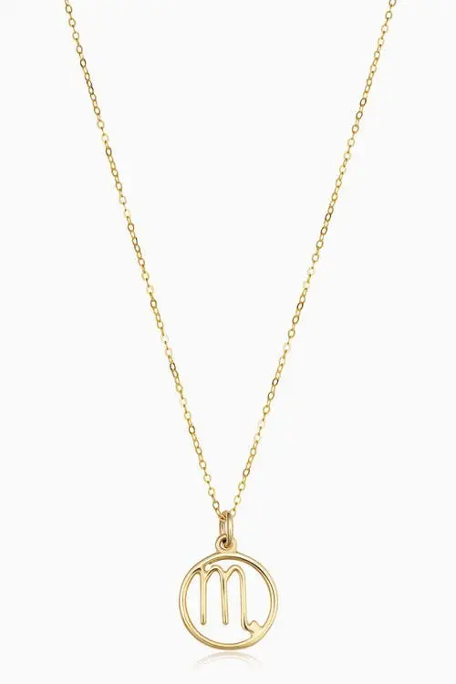 ORADINA 14k Gold Zodiac Pendant Necklace - Scorpio