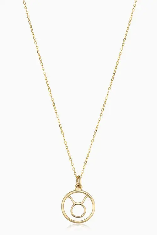 ORADINA 14k Gold Zodiac Pendant Necklace - Taurus