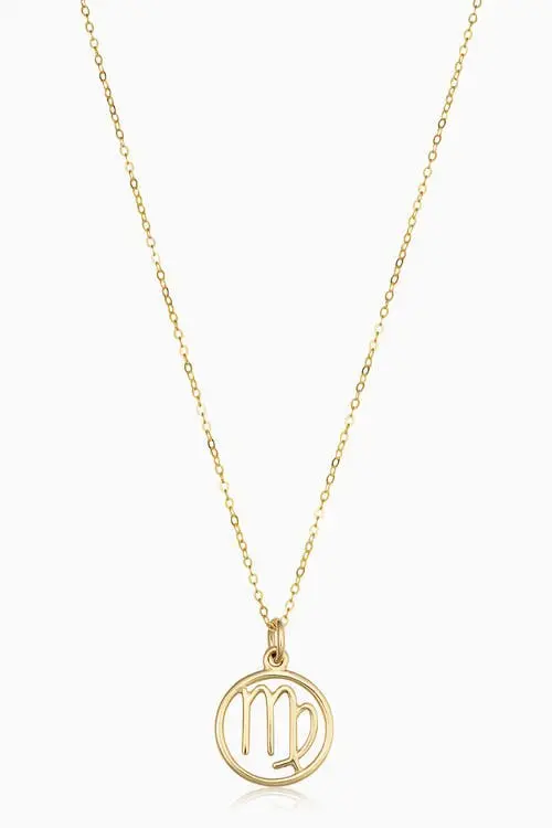 ORADINA 14k Gold Zodiac Pendant Necklace - Virgo