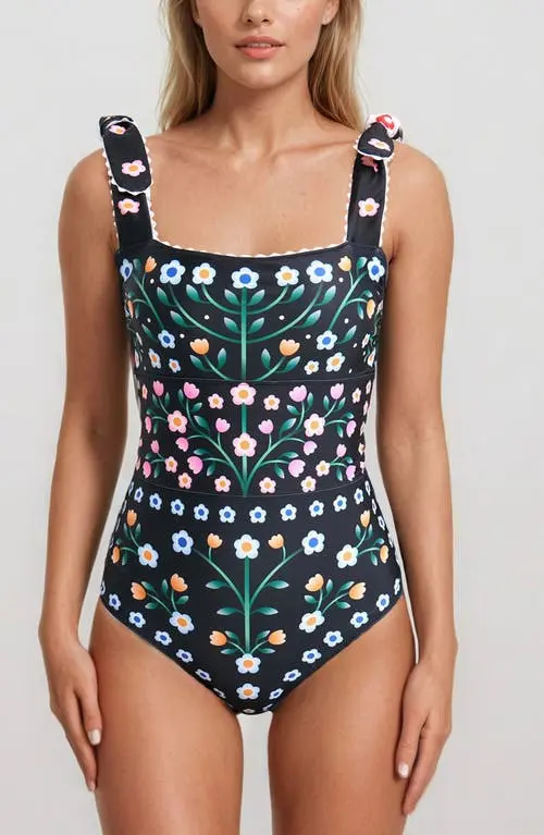 JESSIE ZHAO NEW YORK Day/night Garden Reversible One-piece Swimsuit - Black