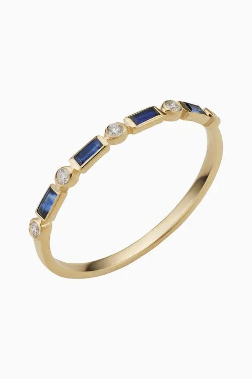 ORADINA 14k Gold Crown Jewels Diamond Ring - Gold/blue