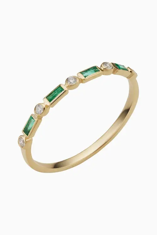ORADINA 14k Gold Crown Jewels Diamond Ring - Gold/green
