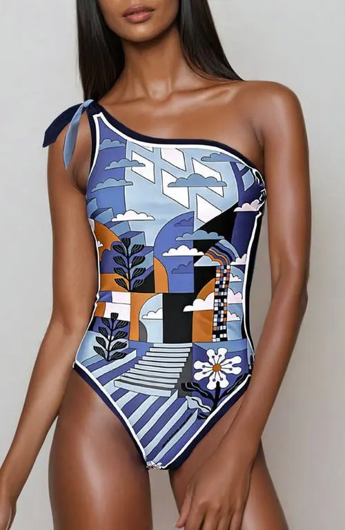 JESSIE ZHAO NEW YORK Imagination Reversible One-shoulder Swimsuit - Blue