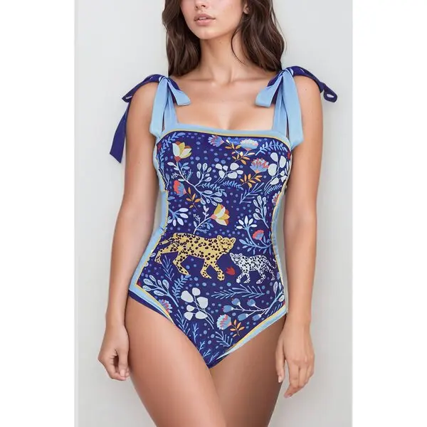 JESSIE ZHAO NEW YORK Amazon Rainforest Reversible One Piece Swimsuit - Blue
