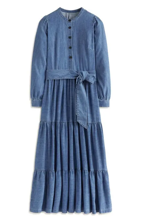 Boden Alba Long Sleeve Tiered Denim Maxi Dress In Light Vintage Denim - 70%  Off | Editorialist