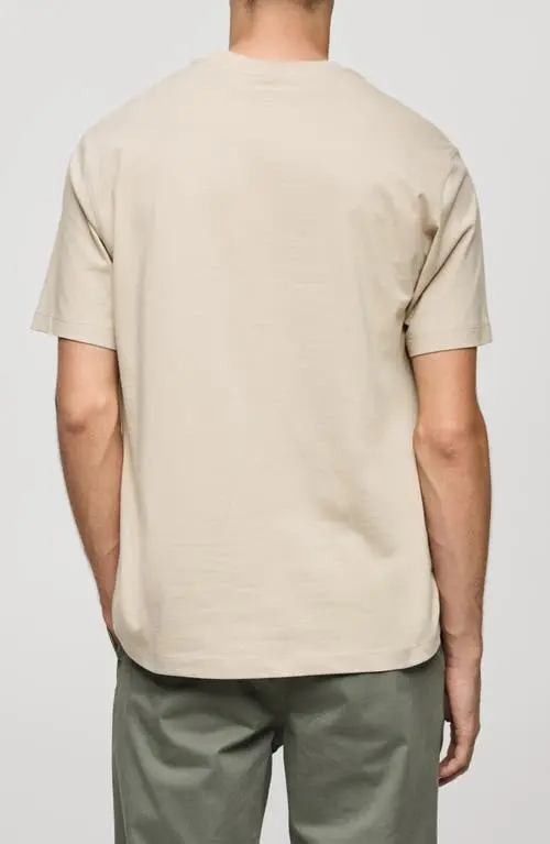 Mango Cotton Graphic T-shirt - Light Beige