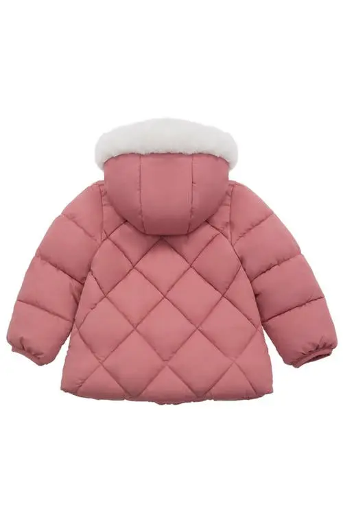 ROKKA&ROLLA Lined Hooded Puffer Jacket - Pink Coral