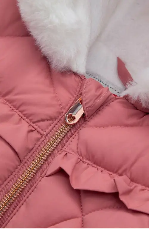 ROKKA&ROLLA Lined Hooded Puffer Jacket - Pink Coral