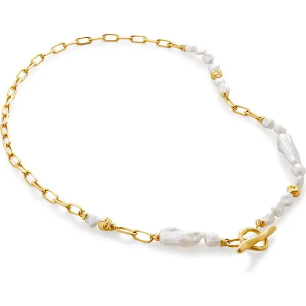 Monica Vinader X Amy Powney Keshi Pearl Chain Necklace - 18ct Gold Vermeil / Pearl