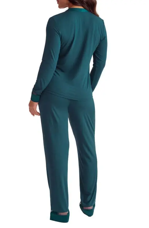 Fleur't Tuxedo Satin Trim Pajamas