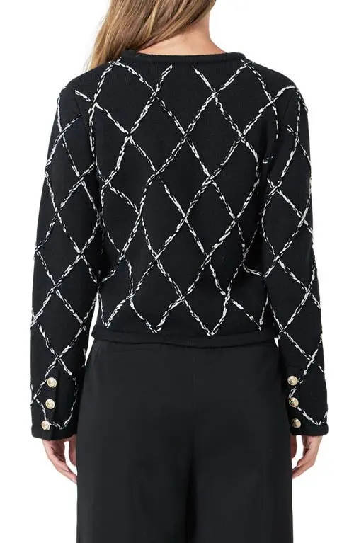 Endless Rose Diamond Pattern Cardigan