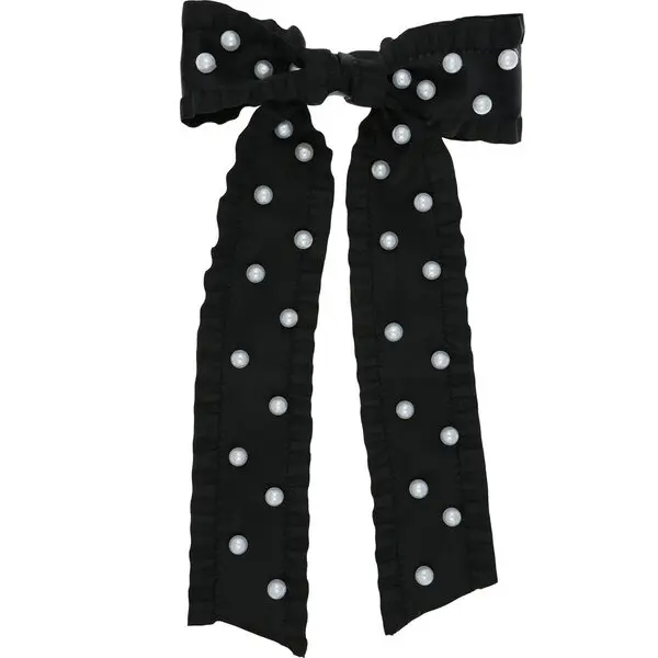 L. Erickson Andrea Imitation Pearl Bow Barrette - Black/ Pearl