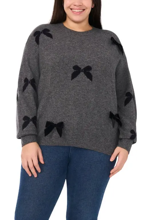 CECE DUPRAZ 3d Bow Crewneck Sweater - Med Htr Grey