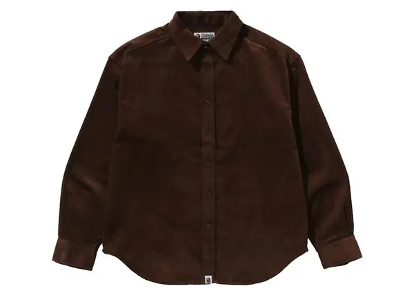 A BATHING APE One Point Corduroy Long Sleeve Shirt - Brown