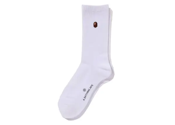A BATHING APE One Point Crew Socks - White