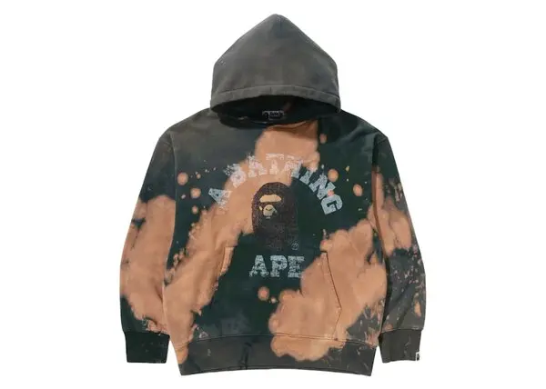 A BATHING APE Tie Dye College Relaxed Fit Pullover Hoodie - Beige