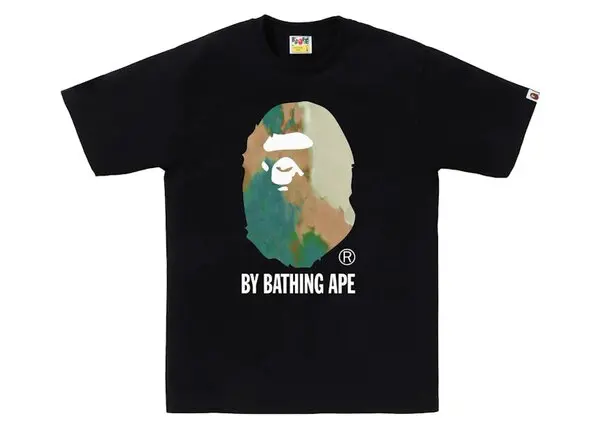 A BATHING APE Tie Dye Bathing Ape Tee Shirt - Black/beige