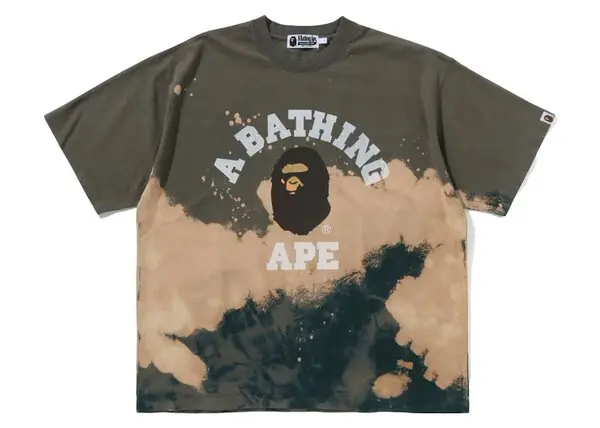 A BATHING APE Tie Dye College Relaxed Fit Tee Shirt - Beige
