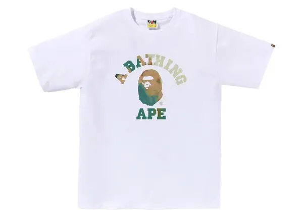 A BATHING APE Tie Dye College Tee Shirt - White/beige