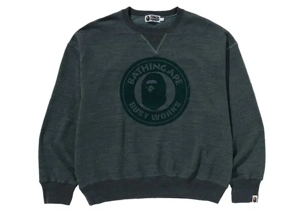 A BATHING APE Over Dye Busy Works Relaxed Fit Crewneck Sweatshirt