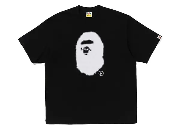 A BATHING APE Pixel Ape Head Relaxed Fit Tee Shirt - Black