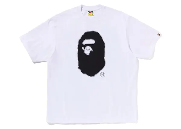 A BATHING APE Pixel Ape Head Relaxed Fit Tee Shirt - White