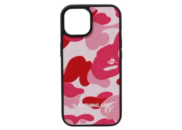 A BATHING APE Abc Camo Cloth Fabric Iphone 15 Case - Pink