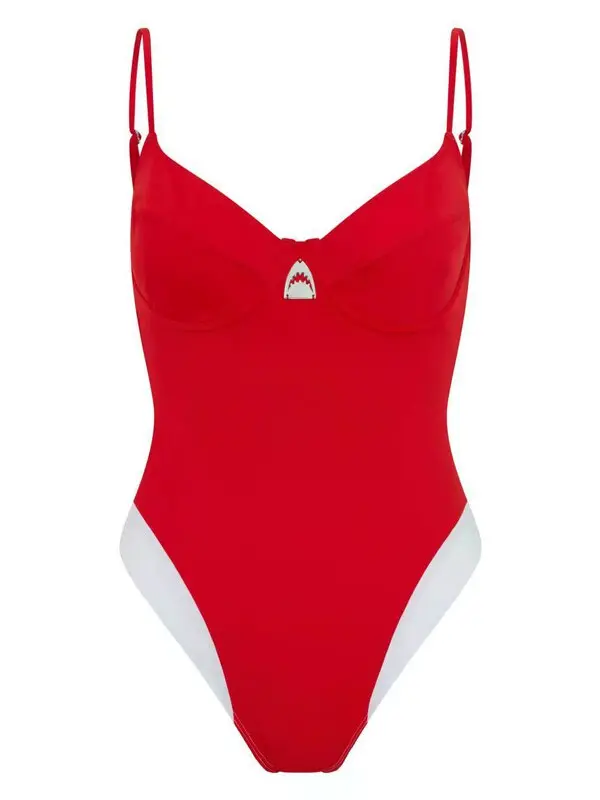 LET'S SWIM Logo-print Swimsuit - Red