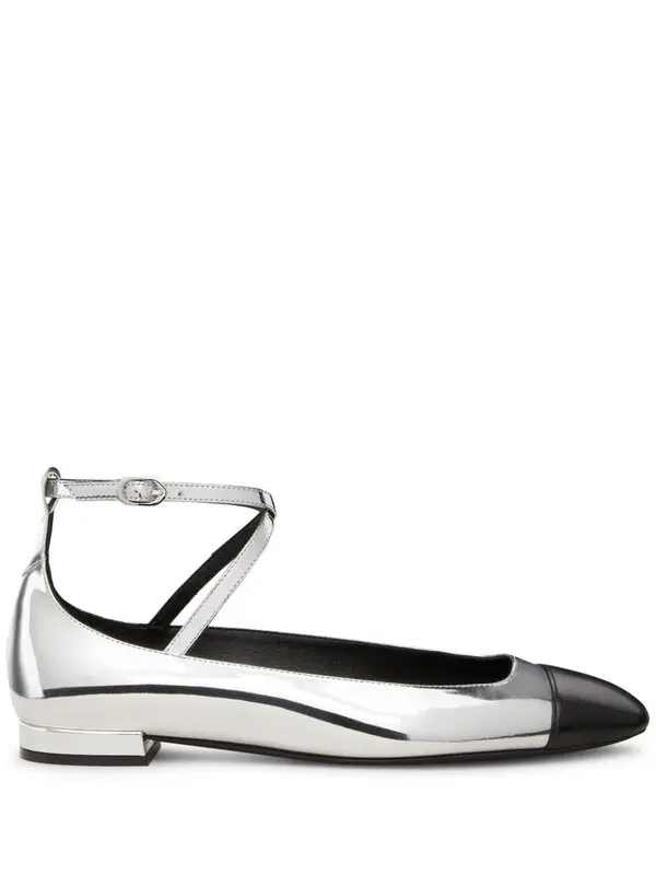STUART WEITZMAN Leather Ballerina Flats - Silver