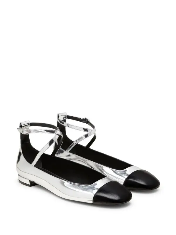 STUART WEITZMAN Leather Ballerina Flats - Silver