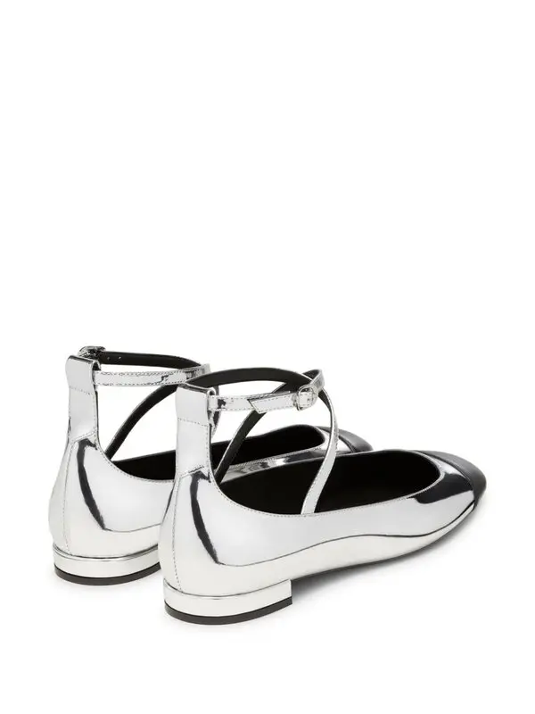 STUART WEITZMAN Leather Ballerina Flats - Silver