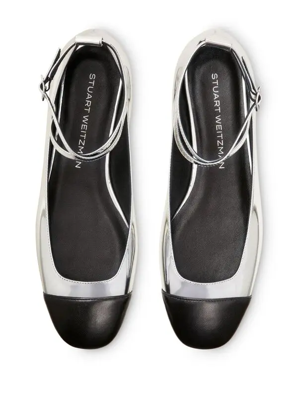 STUART WEITZMAN Leather Ballerina Flats - Silver