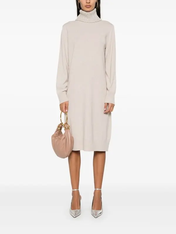 Fabiana Filippi Sequin-collar Midi Dress - Neutrals
