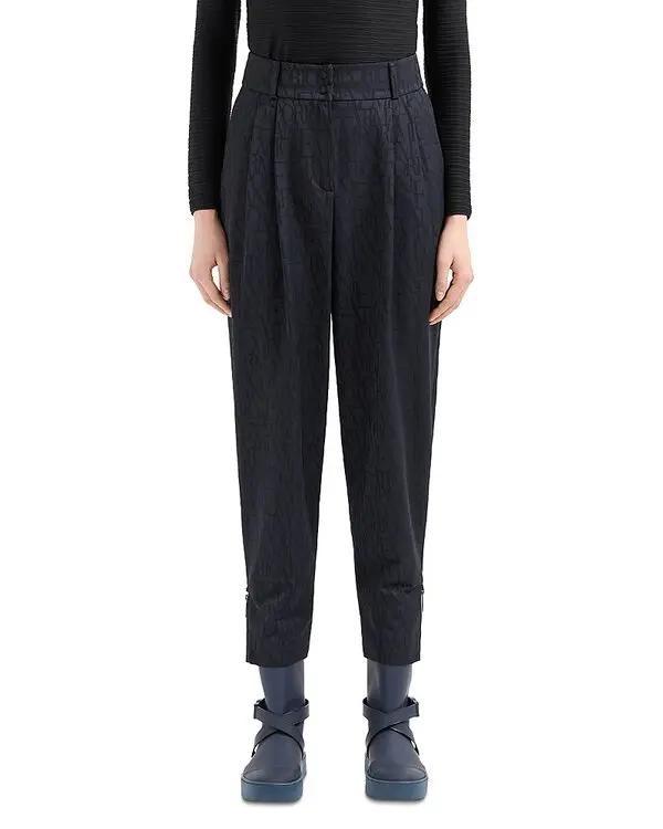 Emporio Armani Wool Blend Trousers With Logo Zipper