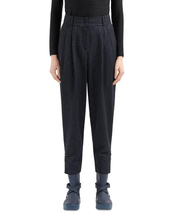 Emporio Armani Wool Blend Trousers With Logo Zipper