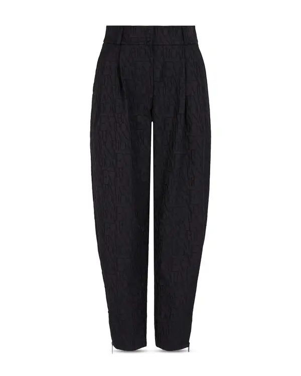 Emporio Armani Wool Blend Trousers With Logo Zipper