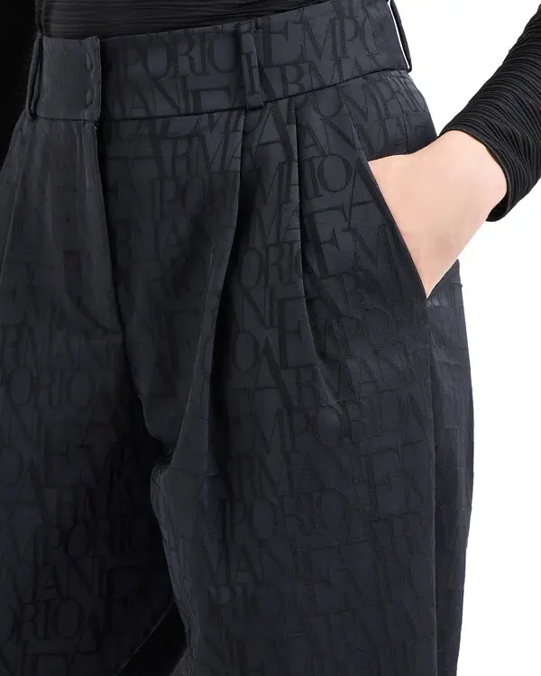 Emporio Armani Wool Blend Trousers With Logo Zipper