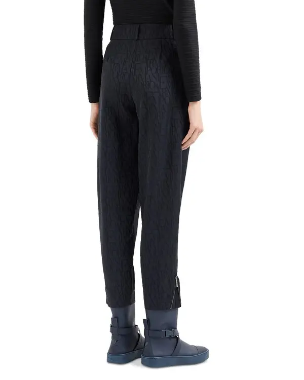 Emporio Armani Wool Blend Trousers With Logo Zipper