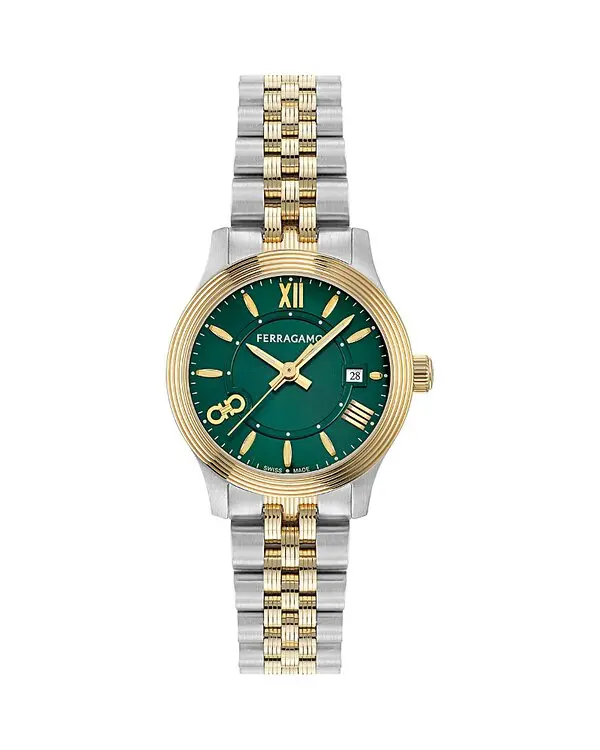 FERRAGAMO Duo Watch, 28mm - Green/two-tone