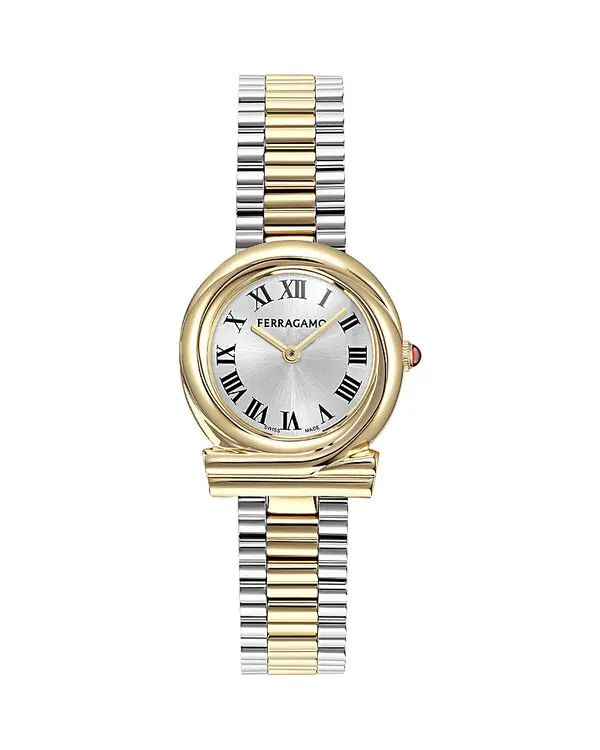 FERRAGAMO Gancini Twisted Watch, 28mm - Silver/two-tone