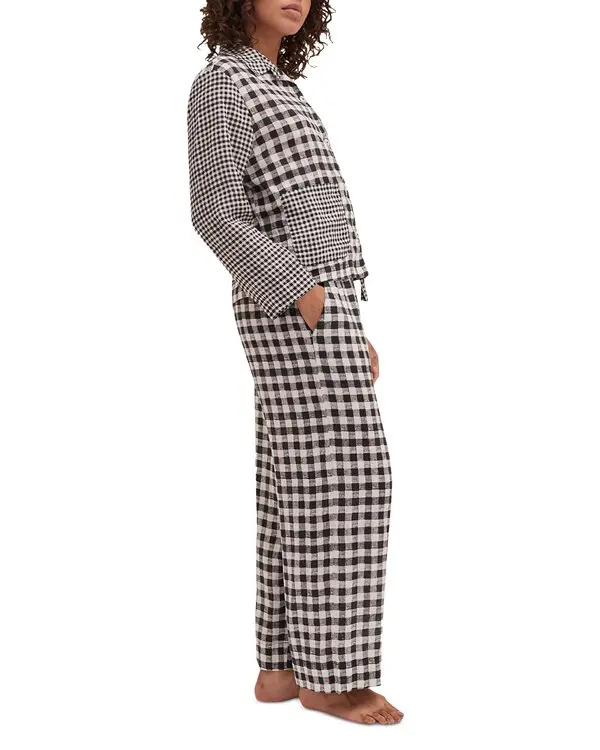 Desmond & Dempsey Gingham Linen Pajama Set