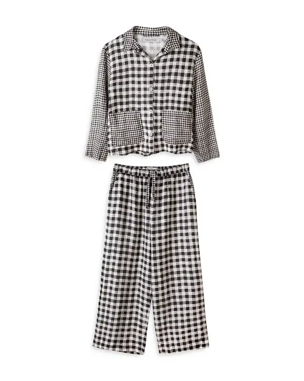 Desmond & Dempsey Gingham Linen Pajama Set