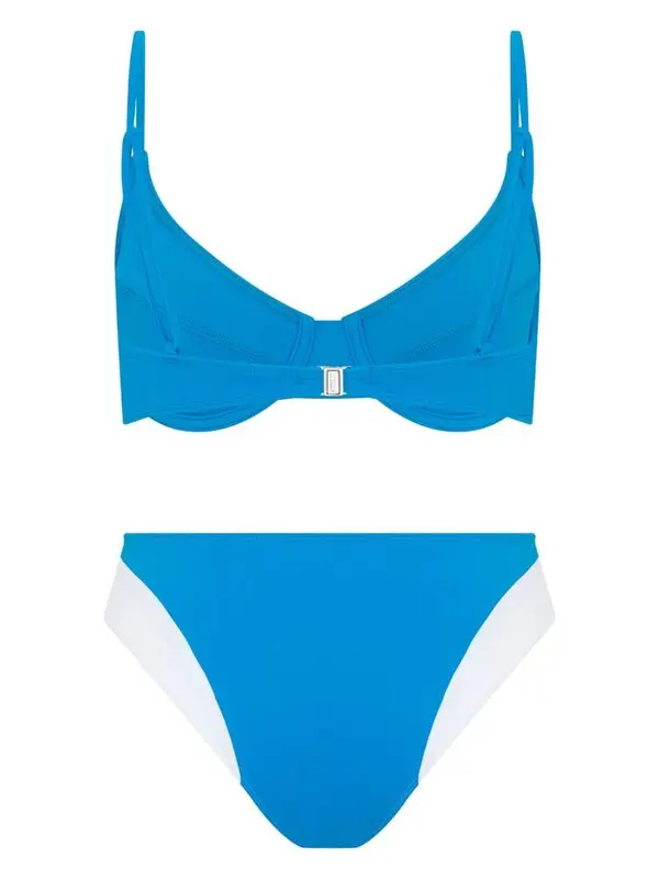 LET'S SWIM Wired Bralette Bikini Top - Blue