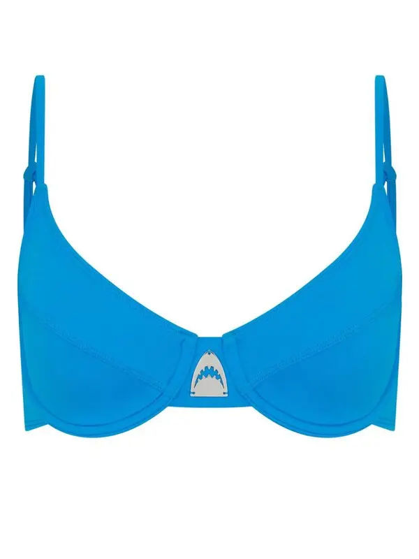 LET'S SWIM Wired Bralette Bikini Top - Blue